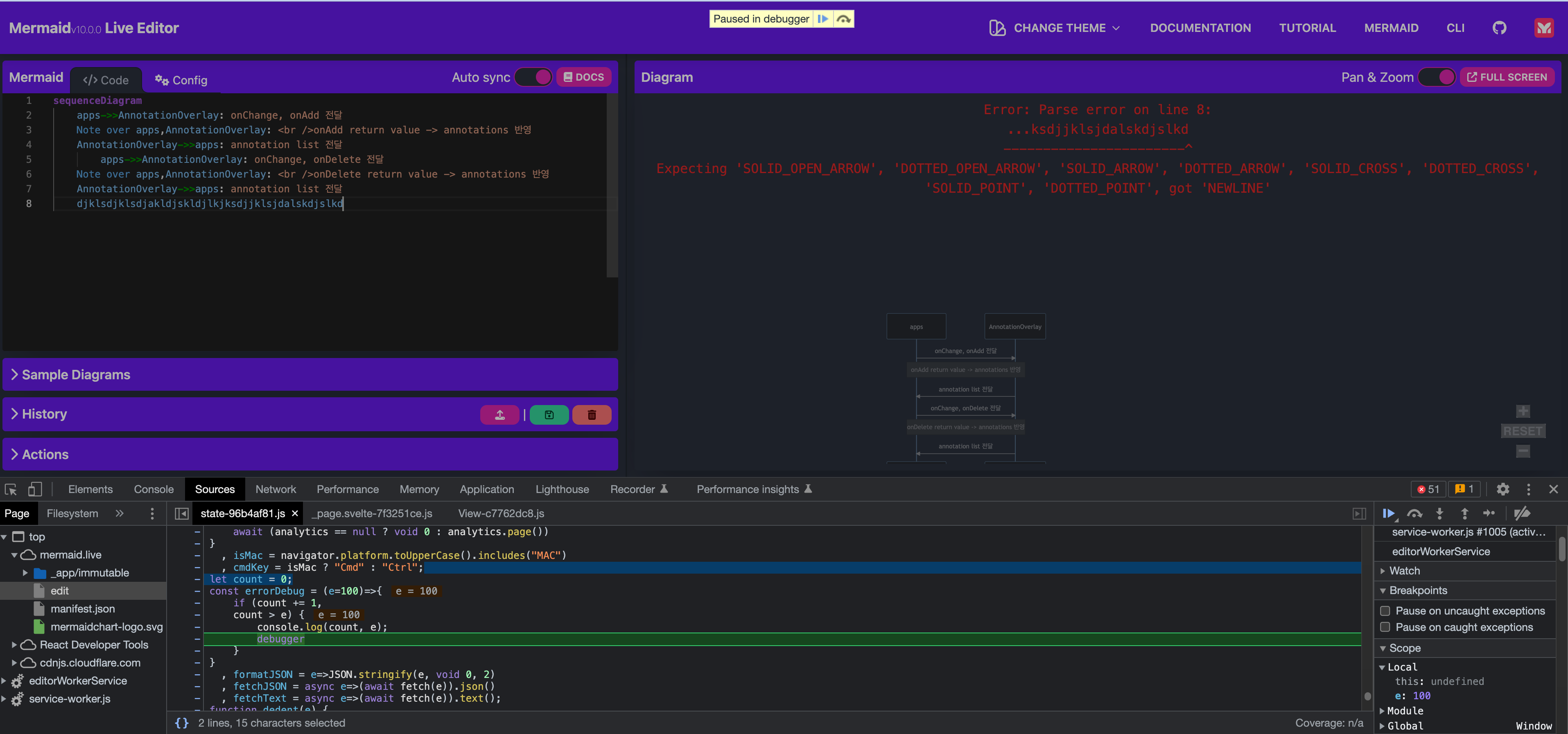 Enable debugger mode · Issue #1178 · mermaid-js/mermaid-live-editor ...