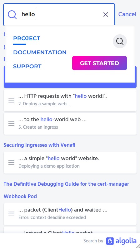 Navigation menu hiding search results on mobile devices · Issue #1082 · cert-manager/website ...