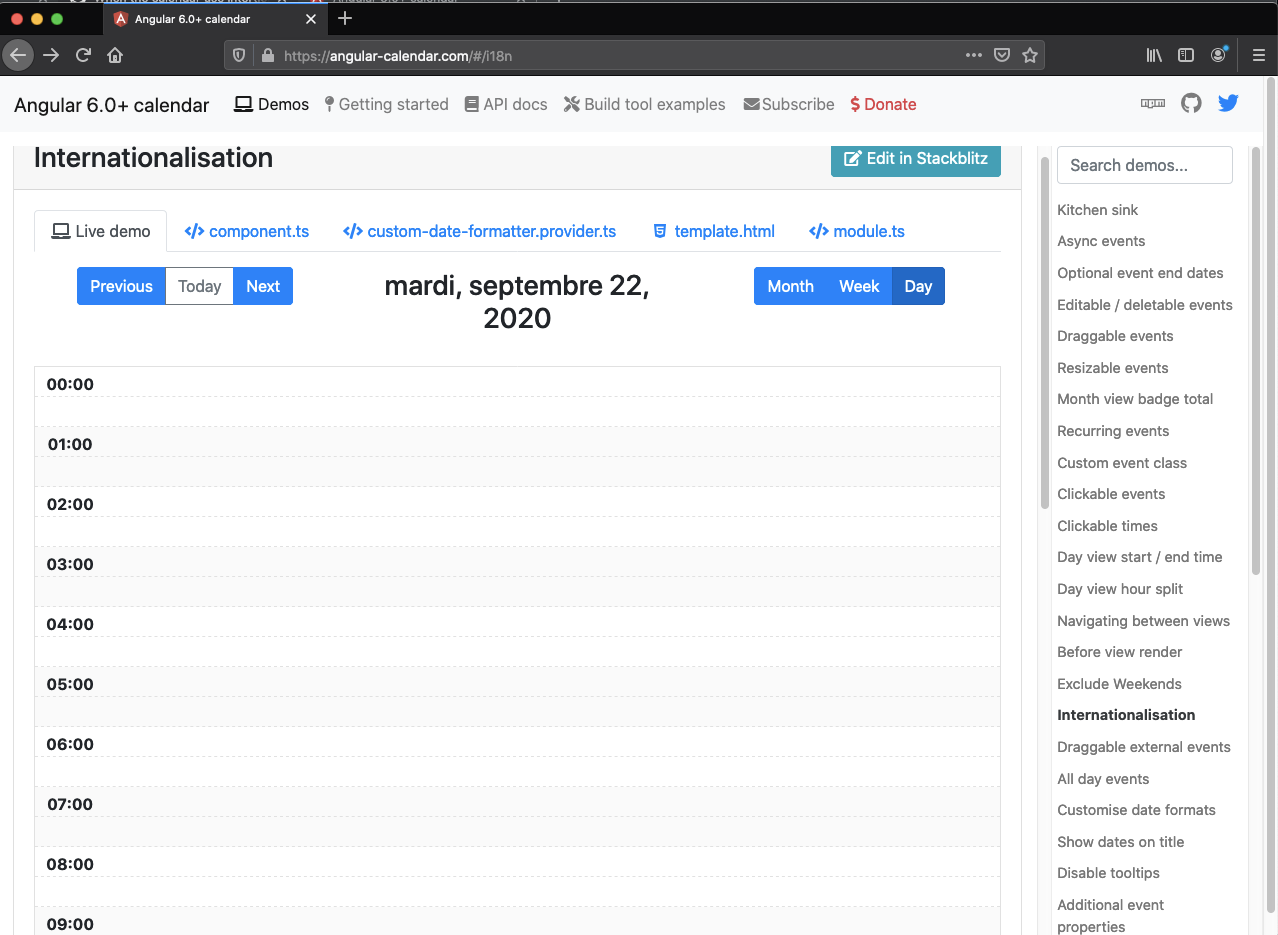 When the calendar use intertionalisation there is an hour shift in the day view on Mozilla only ...
