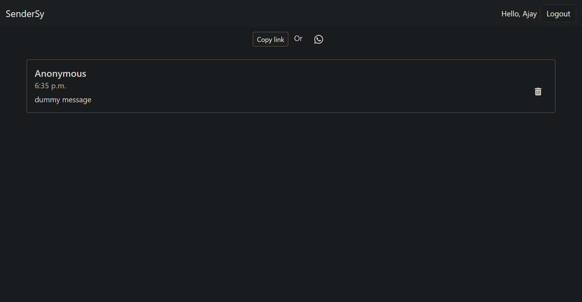 GitHub - ajayjainn/SenderSy: Anonymous message sender