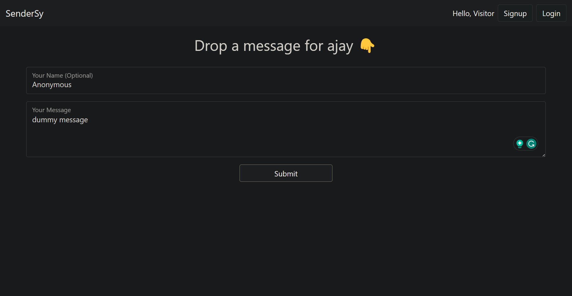 GitHub - ajayjainn/SenderSy: Anonymous message sender