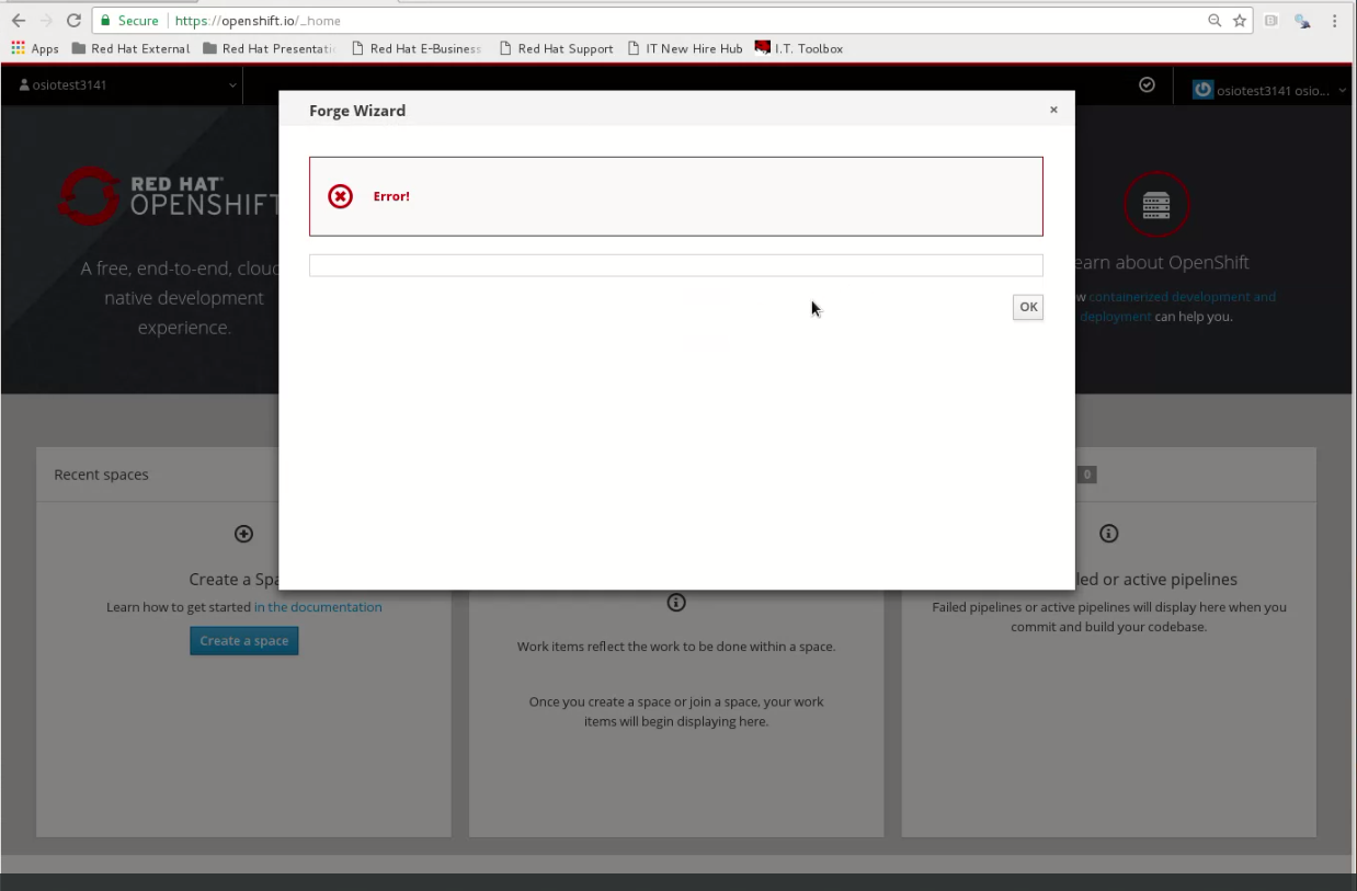 Forge: Cannot read property 'type' of undefined, blocks new user creating project (update: Looks ...