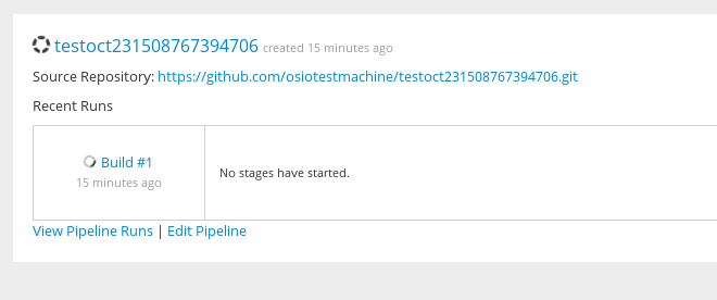 Intermittent issue - Pipeline not created, build log also not created on https://openshift.io ...