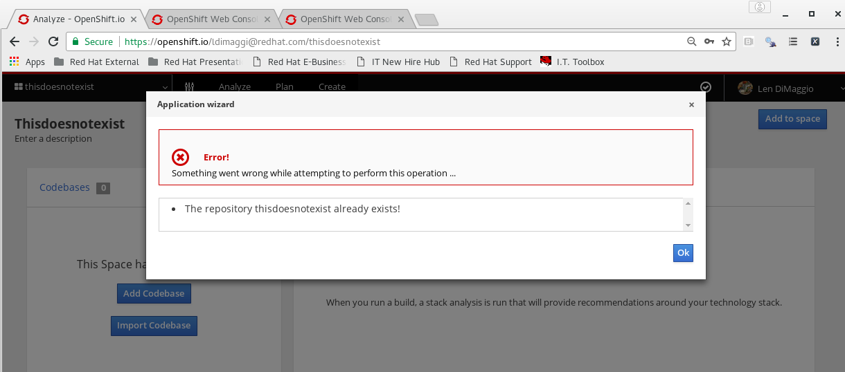 Unable to create a new app/quickstart at openshift.io (production) · Issue #1503 · openshiftio ...