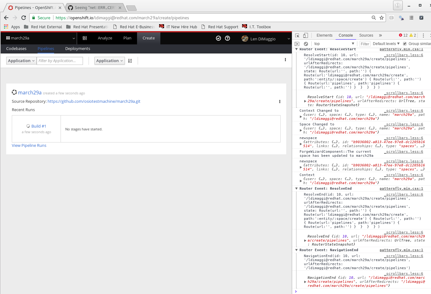 Seeing "net::ERR_CERT_COMMON_NAME_INVALID" intermittently · Issue #2755 · openshiftio/openshift ...