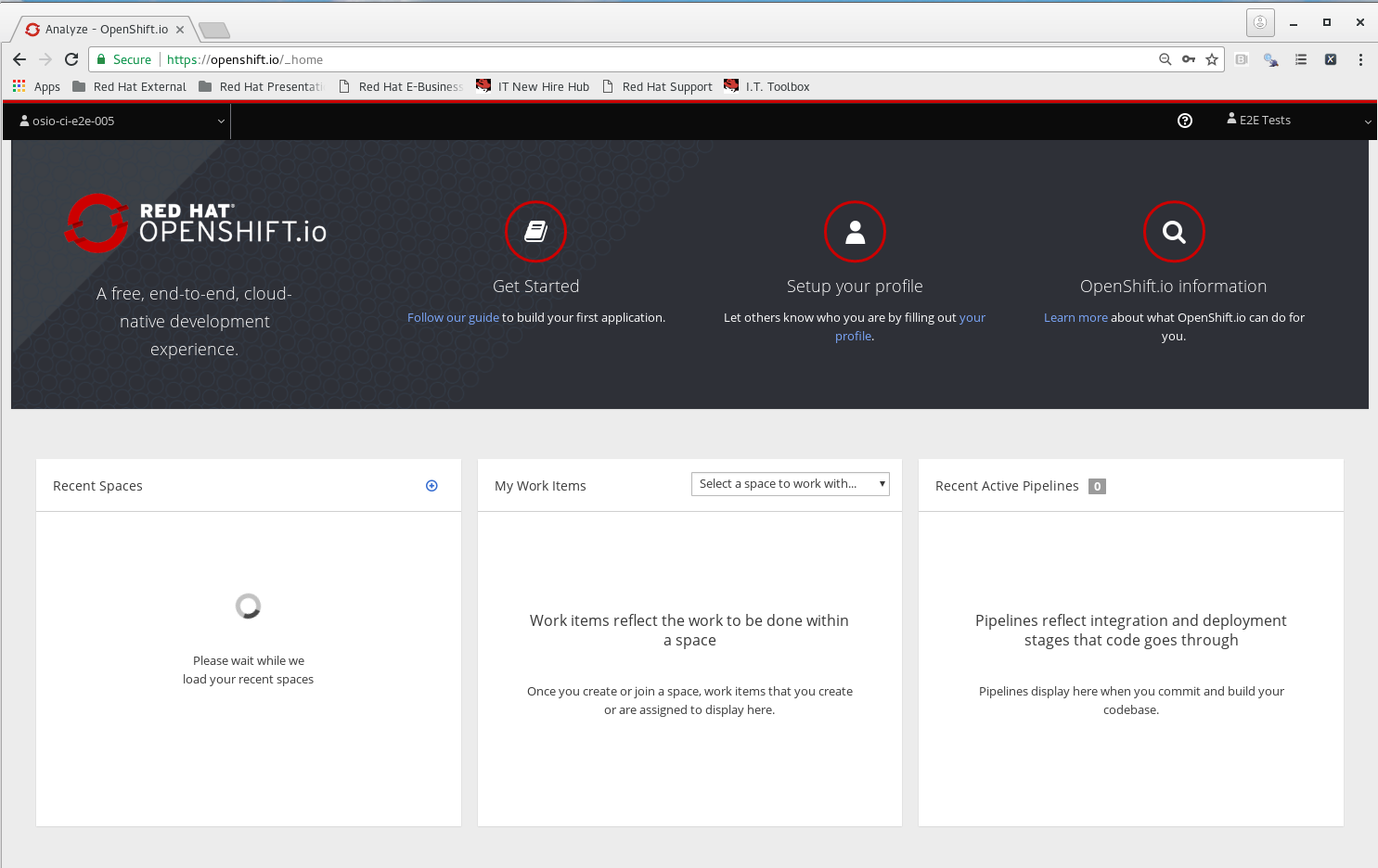 User accounts that have zero spaces fail to fully load dashboard page after login (blocking ...
