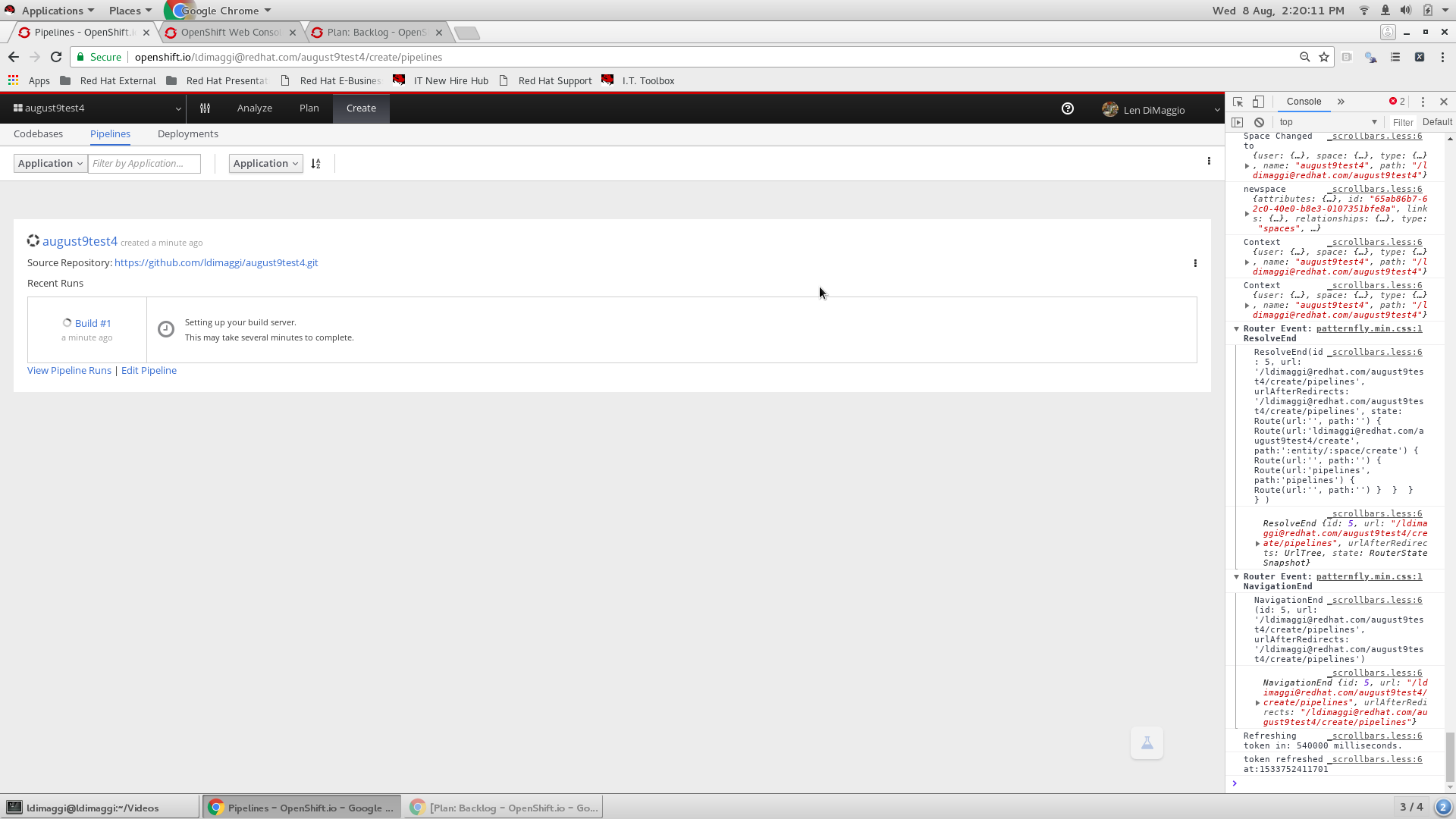 When creating new Thorntail quickstart, OSIO UI reports spurious 'incomplete section' error and ...
