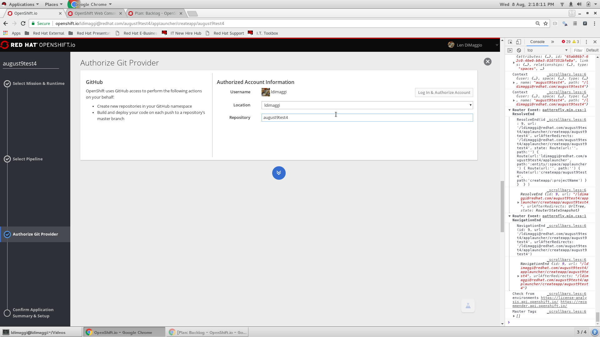 When creating new Thorntail quickstart, OSIO UI reports spurious 'incomplete section' error and ...