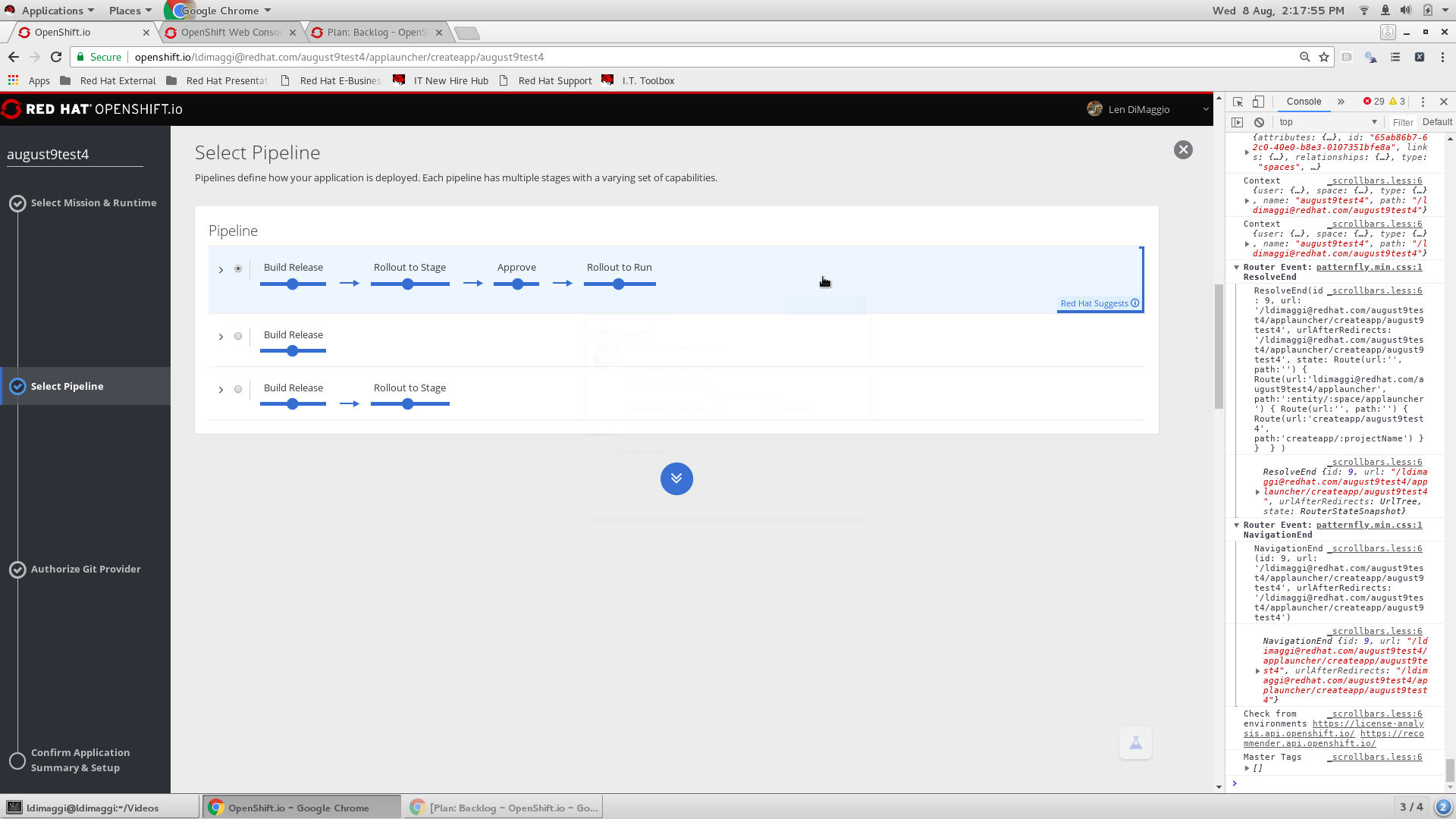 When creating new Thorntail quickstart, OSIO UI reports spurious 'incomplete section' error and ...