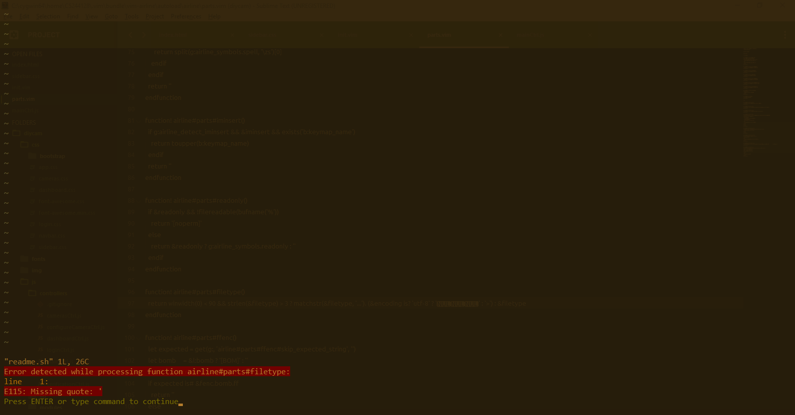 airline showing issue with cygwin vim 8.0.525. · Issue #1561 · vim-airline/vim-airline · GitHub