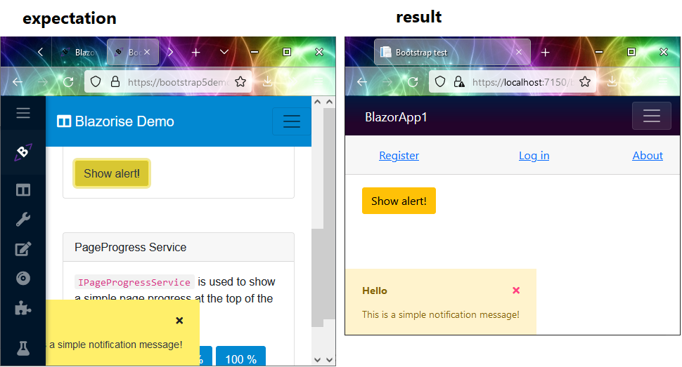 Notification (snackbar) css is missing in tutorial and there is probably wrong color in SnackBar ...