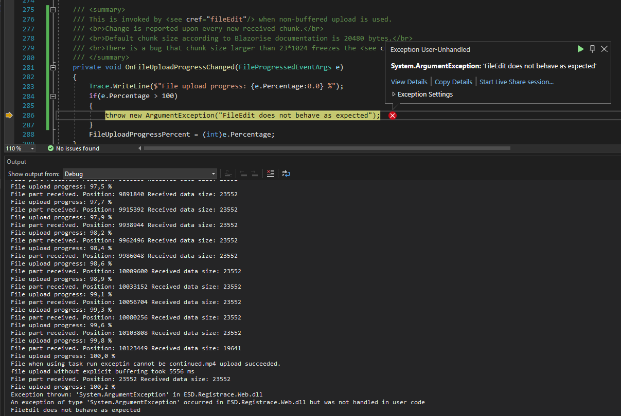 FileEdit#Changed e.Percentage exceeds 100 · Issue #3739 · Megabit/Blazorise · GitHub