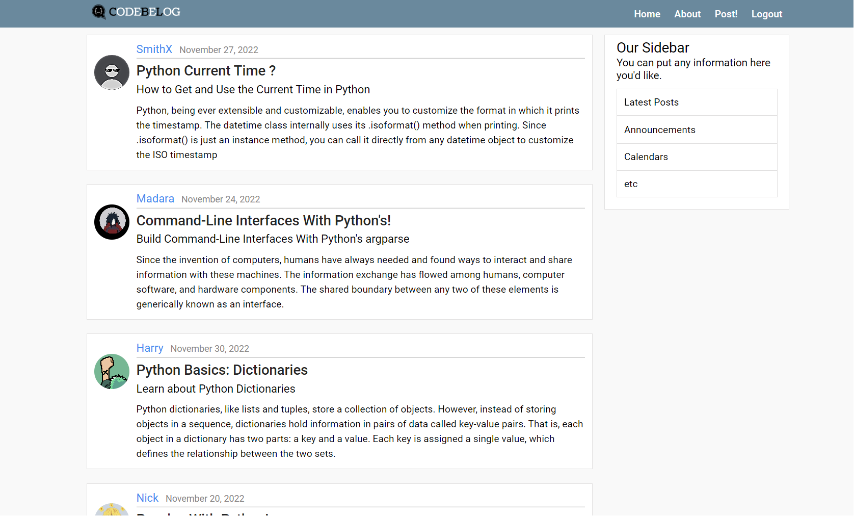 GitHub - sumitgirwal/CodeBeLog-Template: A blogging template on core html css