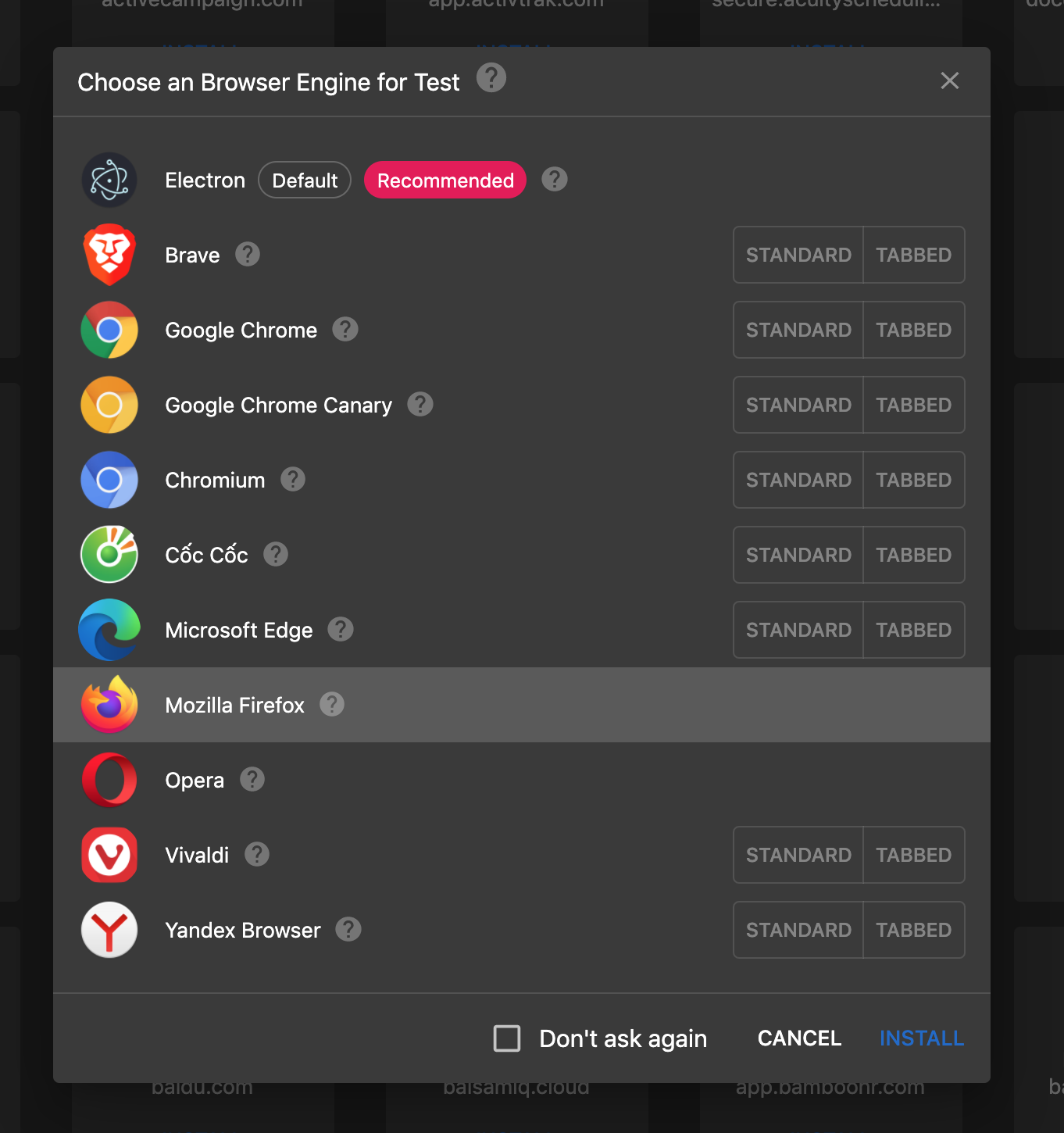 feature: Firefox & Opera not showing Standard / Tabbed options · Issue #1045 · webcatalog ...
