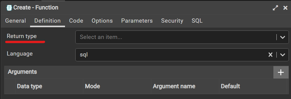 Define a function with return type of table(x type, y type, ...) · Issue #6854 · pgadmin-org ...