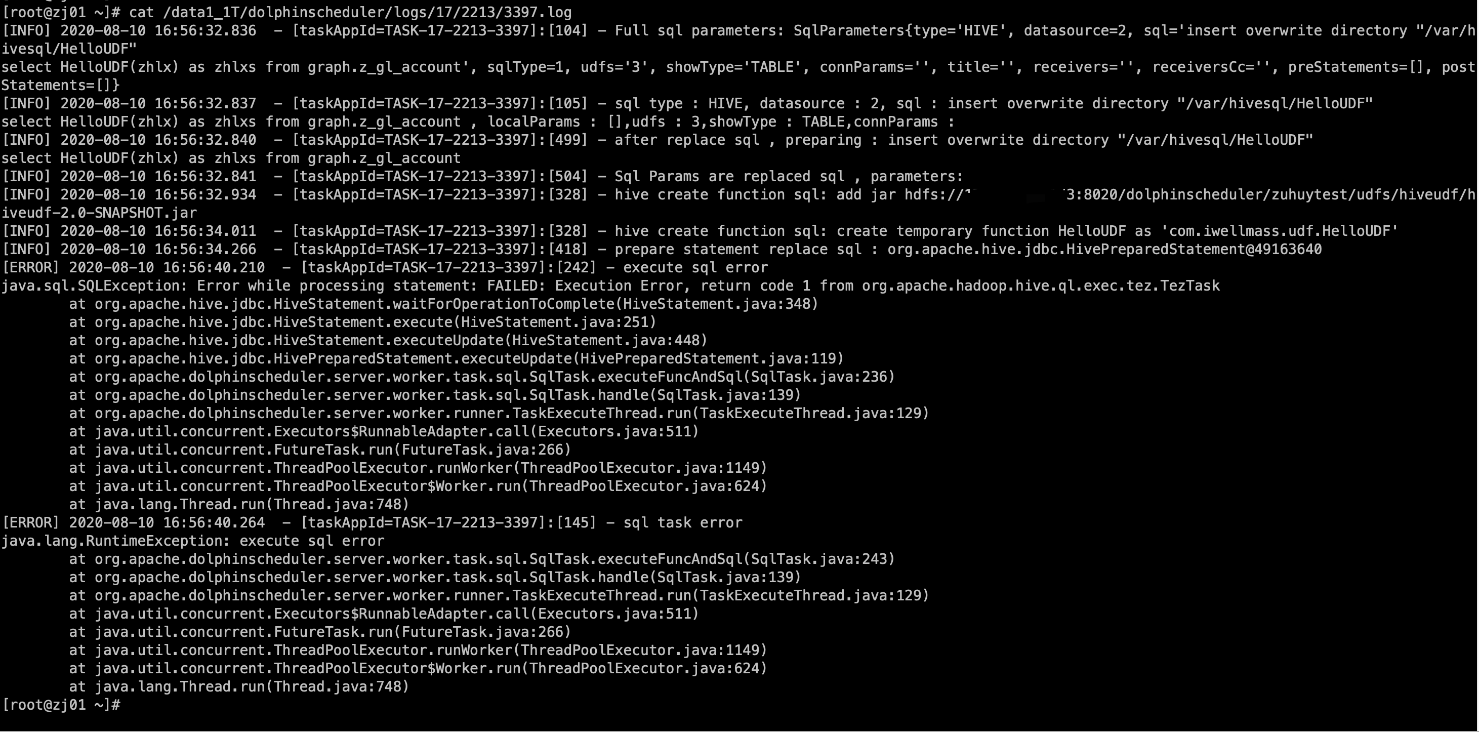 执行 Hive Udf 报错 · Issue 3455 · Apachedolphinscheduler · Github