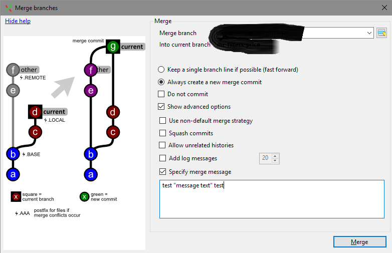 Commit Message Field In Merge Dialog Does Not Escape Commit Message Properly · Issue 3954