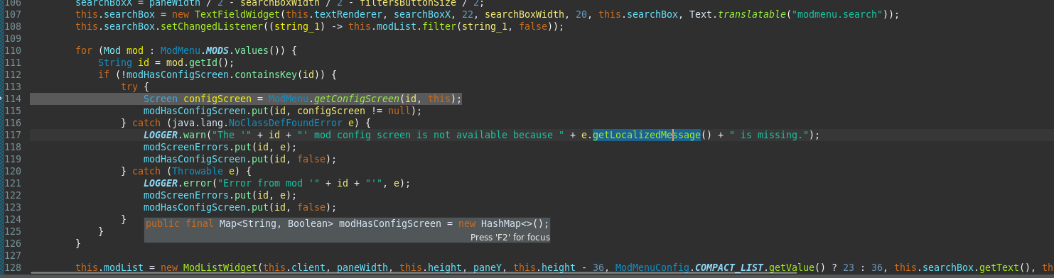 ModMenu instantiates all mod's settings screens when opening the mod ...