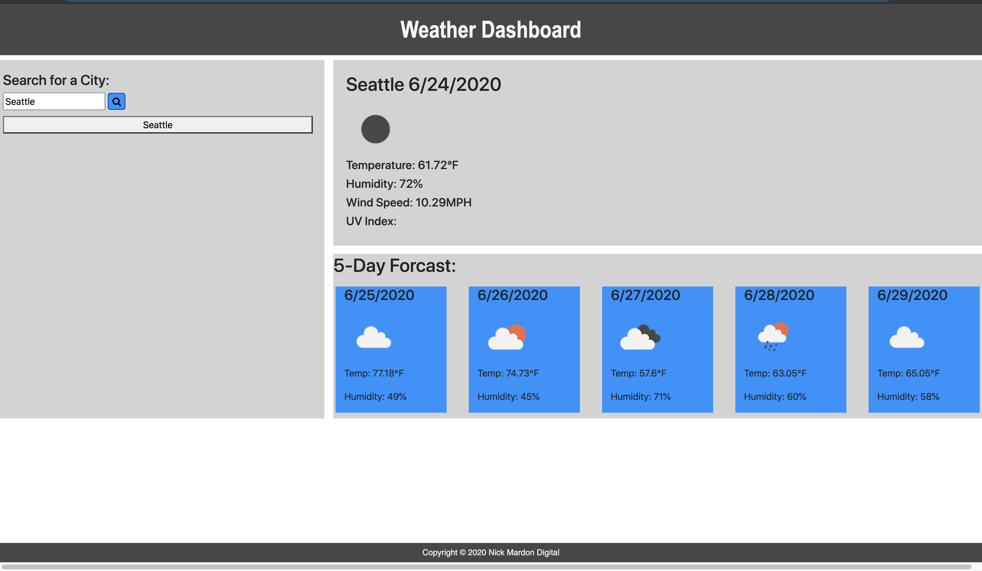 GitHub - NickMardon/Weather-Dashboard-App