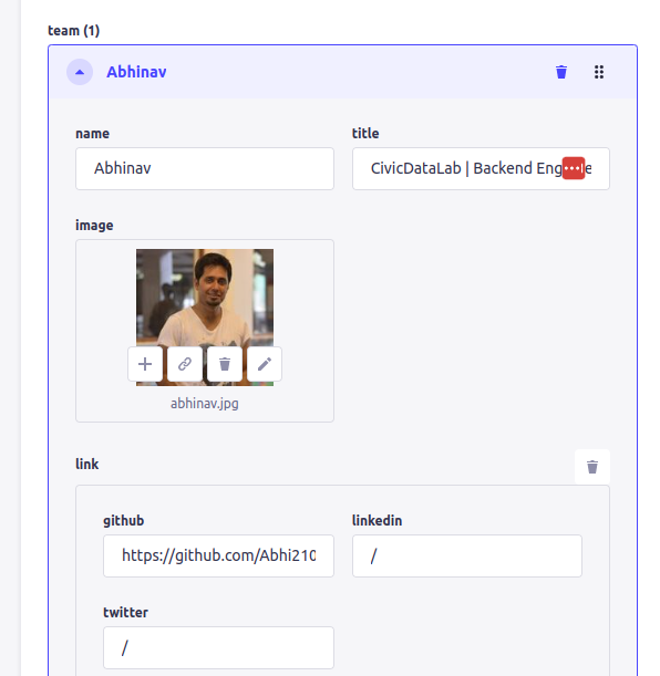 #haq-gest | Team page - option to indicate the organisation · Issue #99 · CivicDataLab/opub · GitHub