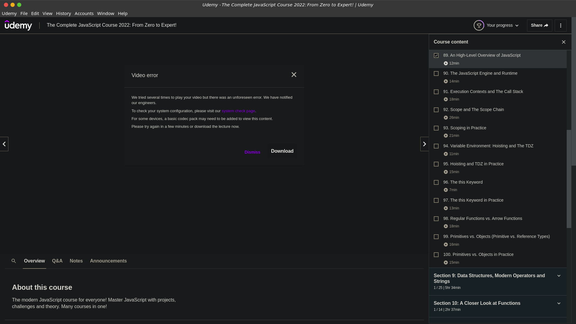 bug: Unable to Play Udemy Videos using Udemy Webapp · Issue #1567 · webcatalog/webcatalog-legacy ...