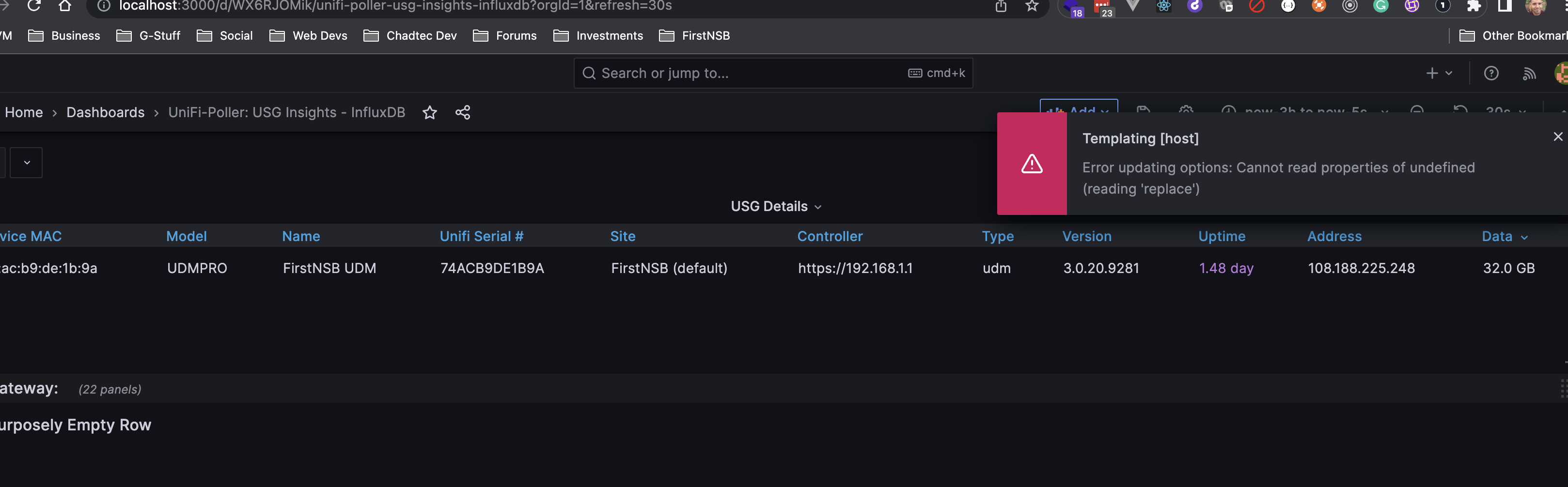 USG Dashboard Error - Templating [Host] · Issue #551 · unpoller/unpoller · GitHub