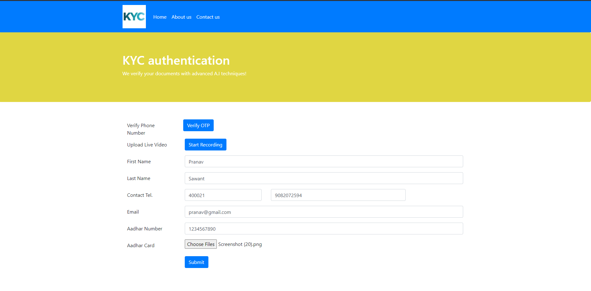 GitHub - pranavsawant22/KYC-Auth