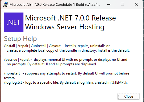 `[directory]` not shown in installation bundle help · Issue #44167 · dotnet/aspnetcore · GitHub