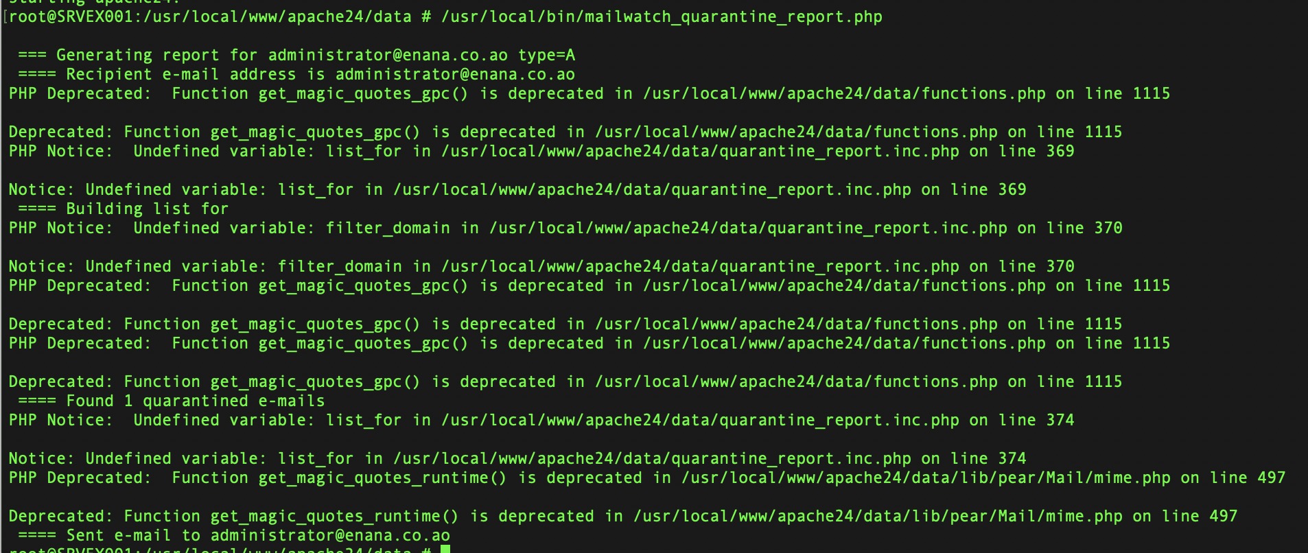 MailWatch report not showing quarantine emails. · Issue #1176 ...
