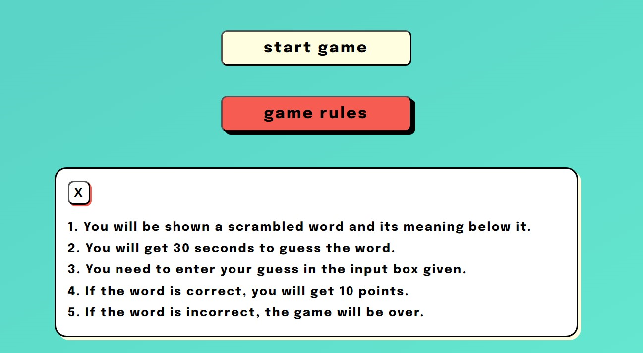 GitHub - saniyavijayvargiya/word-scramble-game: A word scramble game completely built and ...