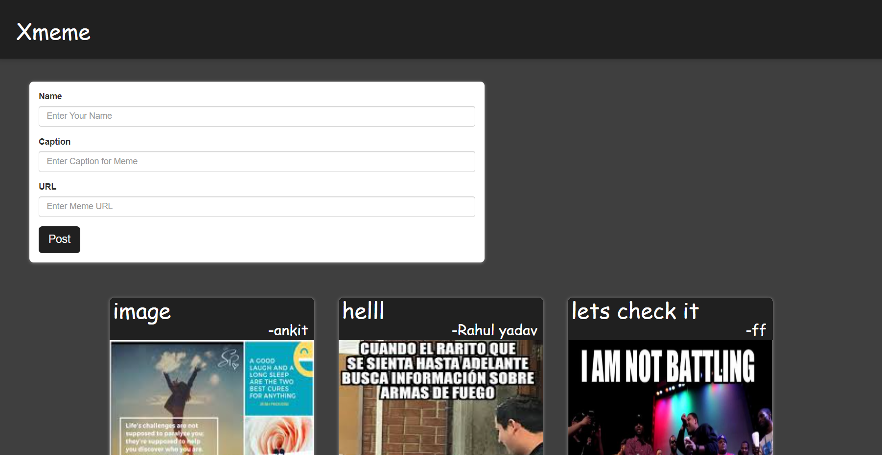 GitHub - rahulyadav150/Xmeme: XMeme app is build using MERN stack, where you can post memes by ...