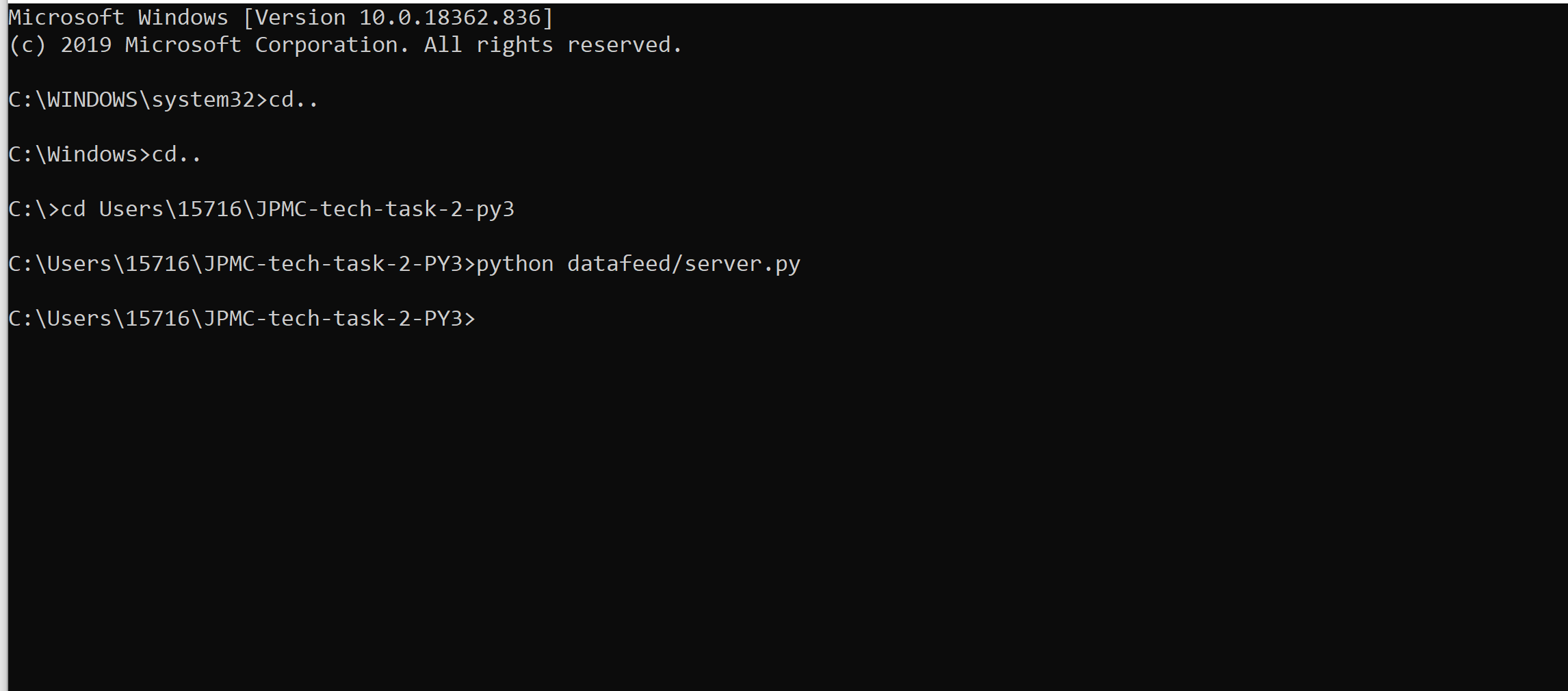 Unable to run Server · Issue #22 · insidesherpa/JPMC-tech-task-2-PY3 · GitHub