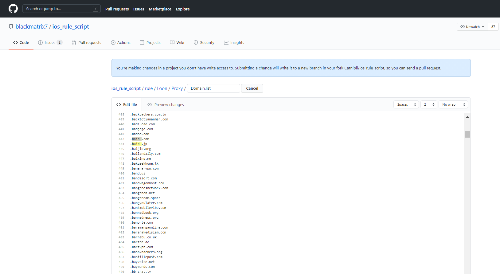 ios rule_script/rule/Loon/Proxy/Domain.list乱了套了，baidu都在里面 · Issue #86 · blackmatrix7/ios_rule ...