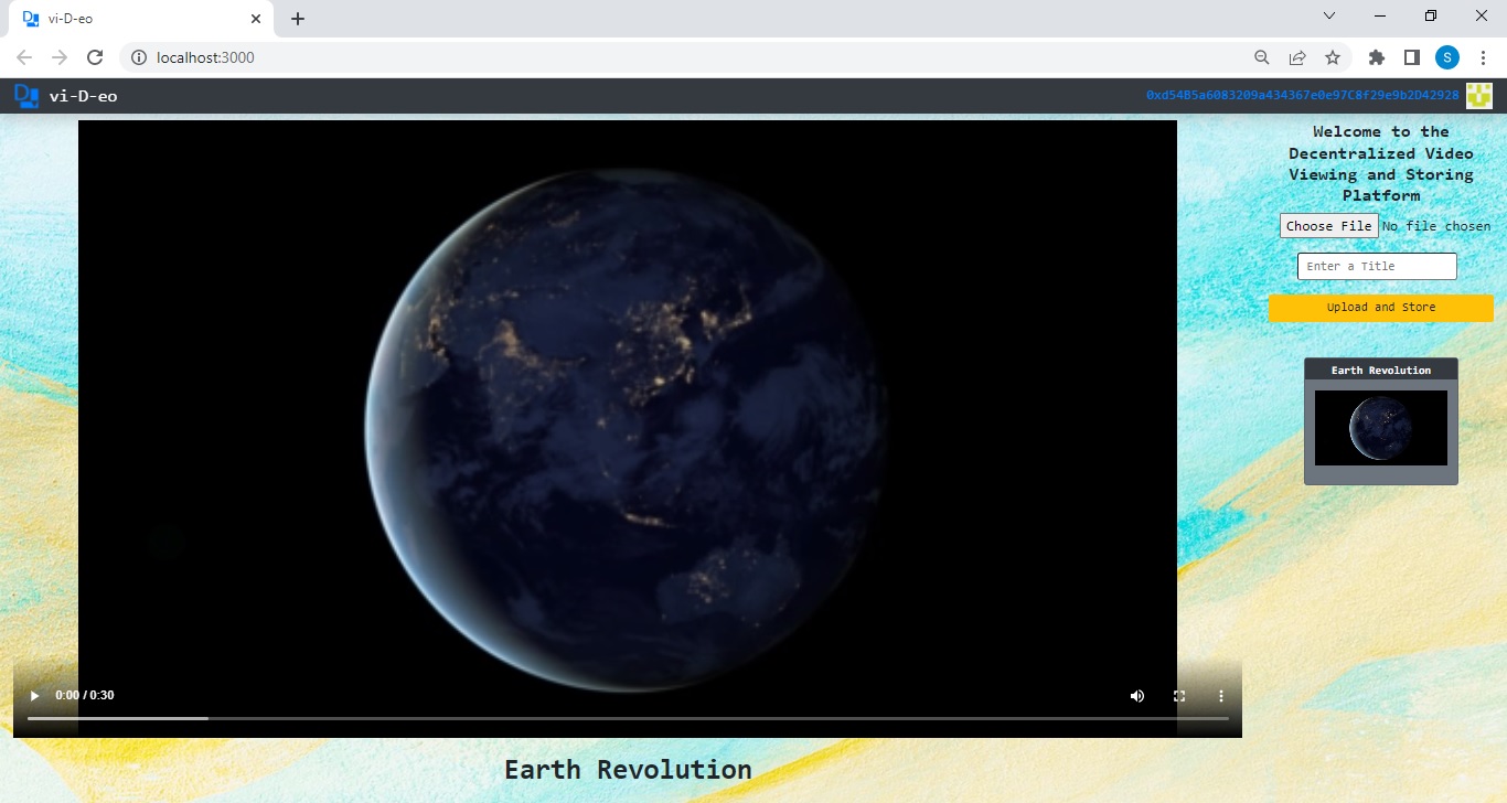GitHub - sherwin2001/vi-D-eo: Blockchain based Video Viewing and Storage Decentralized Application
