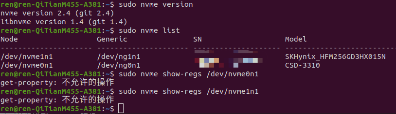[Question] when I try to use nvme show-regs, report Get-property opertion not permit · Issue ...