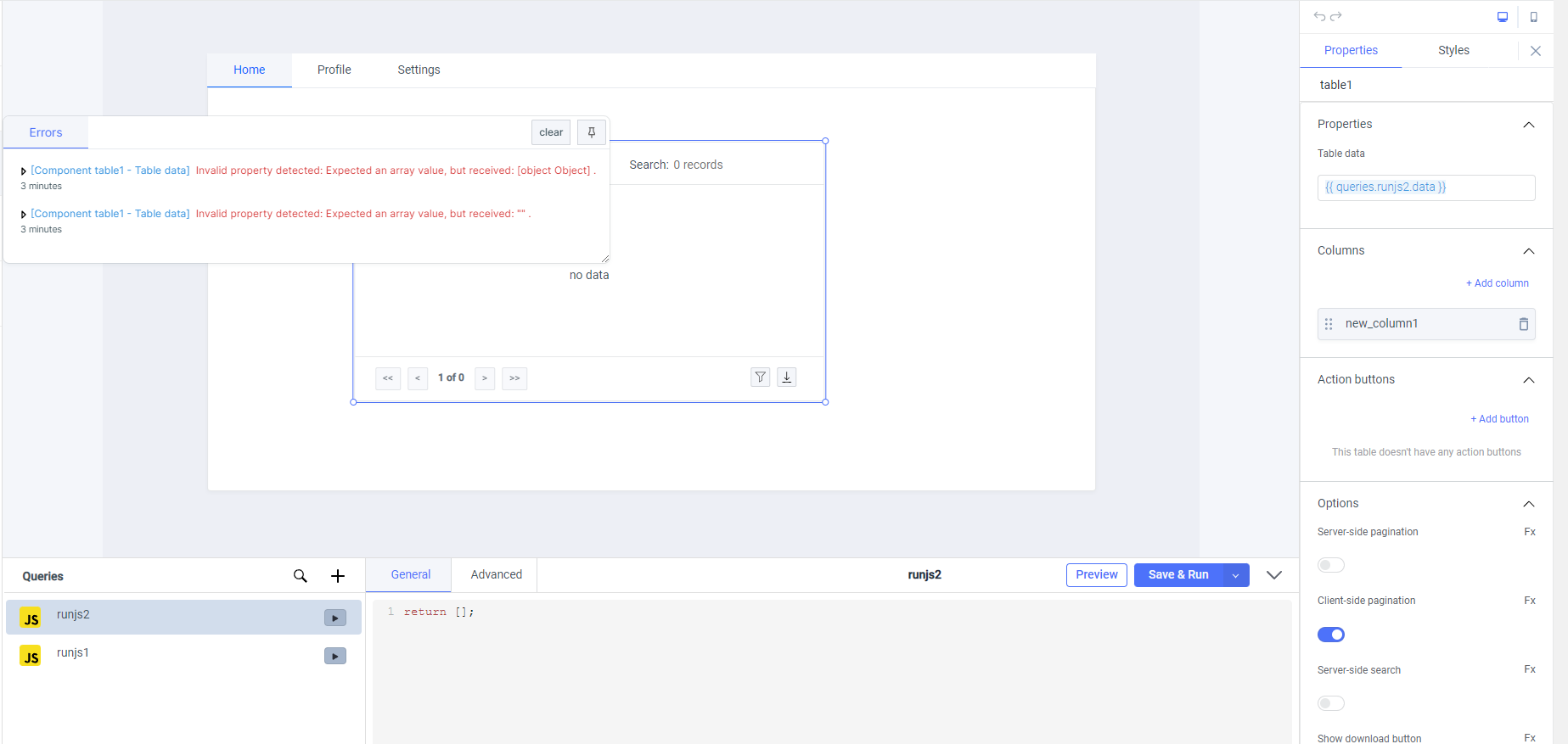 Warnings from table component · Issue #4272 · ToolJet/ToolJet · GitHub