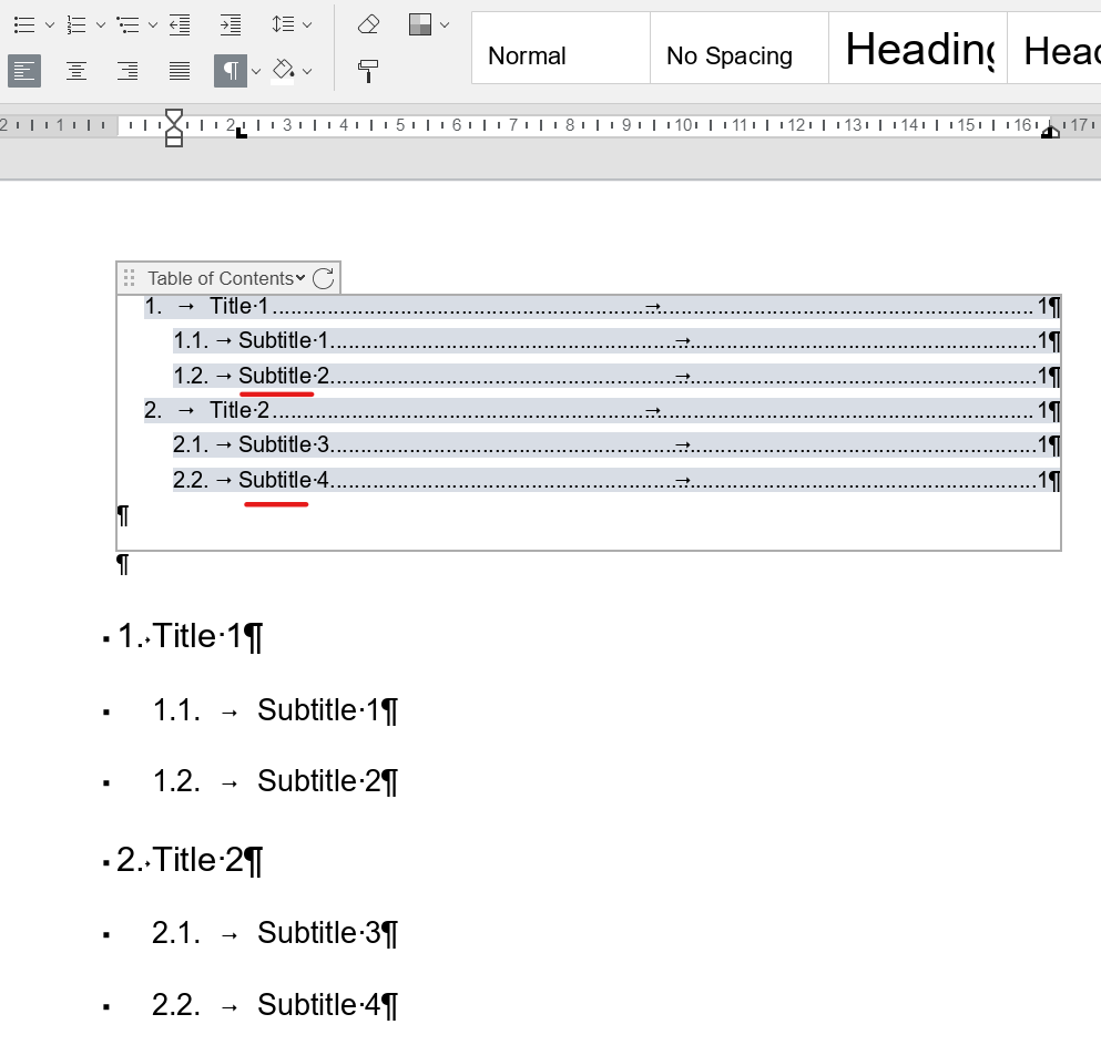 Corrupted Table of Contents (ToC) on fourth level numbered headings ...