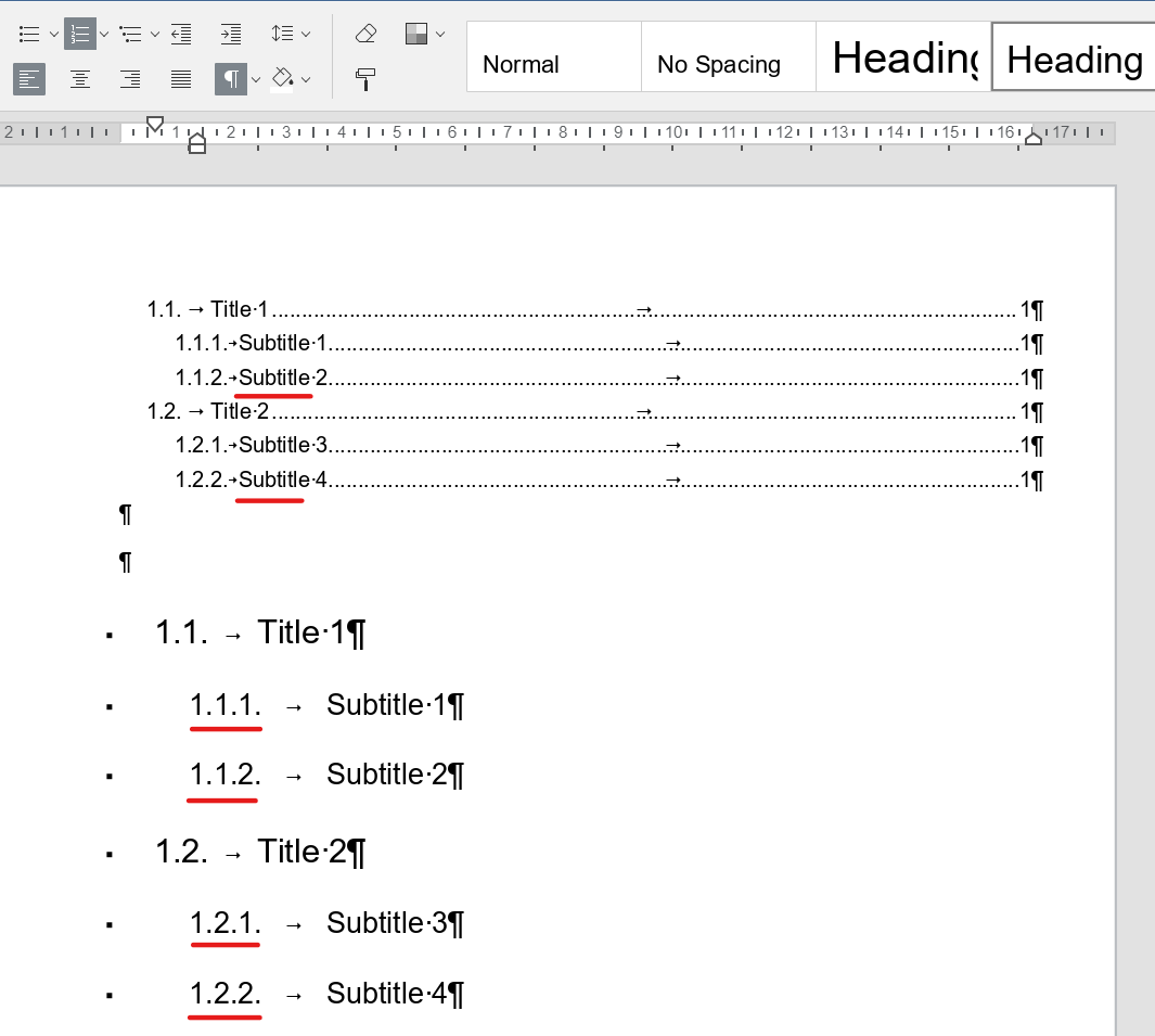 Corrupted Table of Contents (ToC) on fourth level numbered headings ...