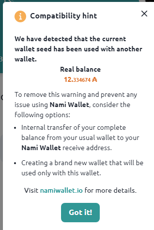 alarm message in my wallet · Issue #483 · input-output-hk/nami · GitHub