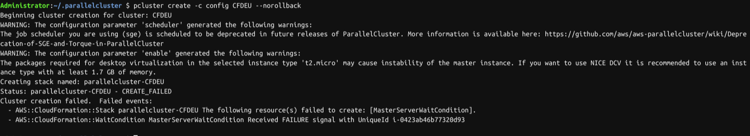 Pcluster launch create fail · Issue #1902 · aws/aws-parallelcluster · GitHub