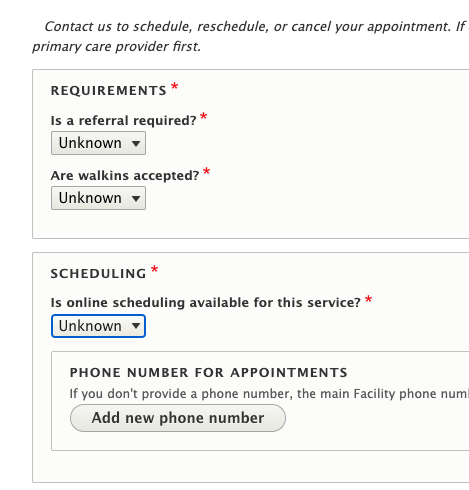 Scheduling, Appointments, and referrals should all be Unknown · Issue ...