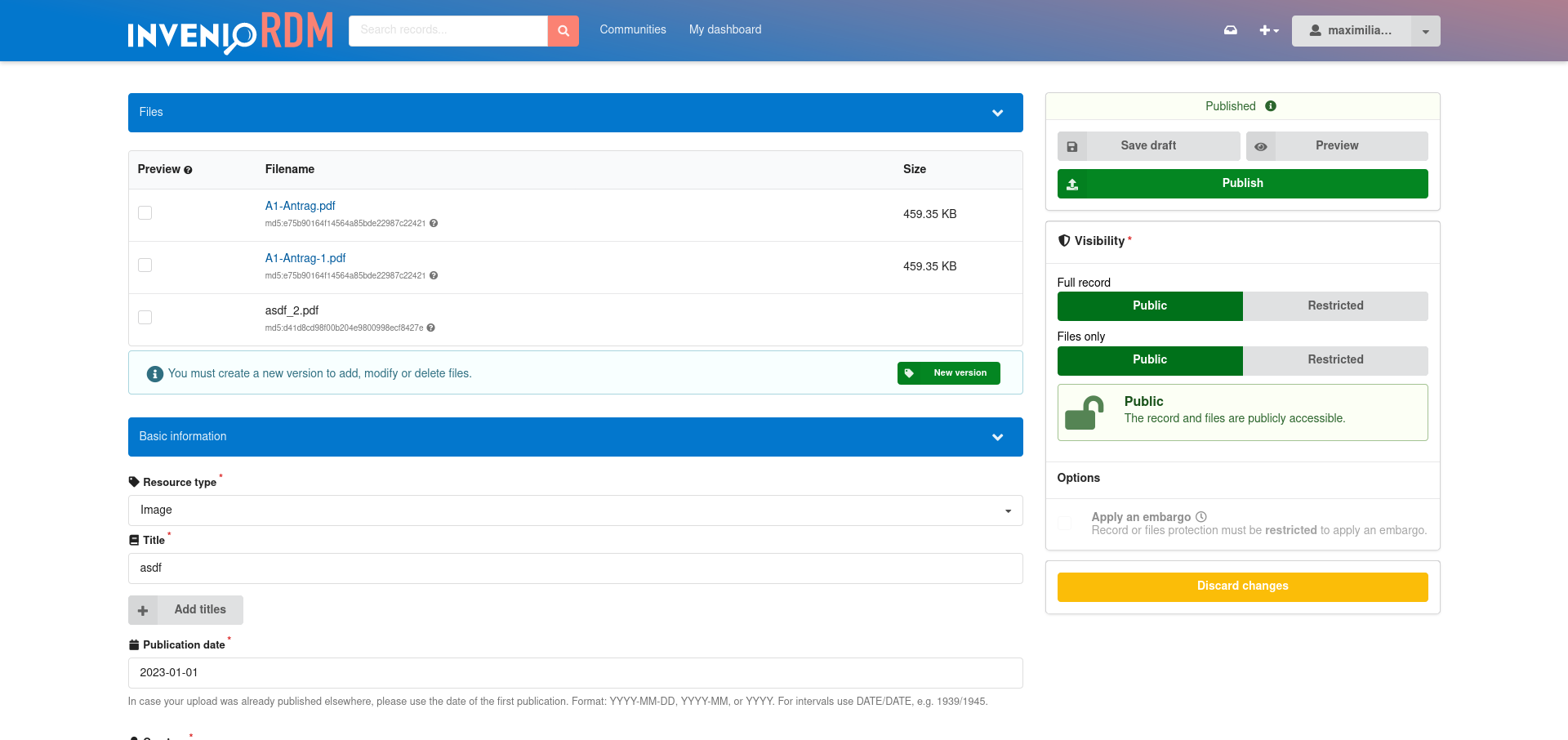 Uploading an empty file leads to errors in UI · Issue #2032 · inveniosoftware/invenio-app-rdm ...