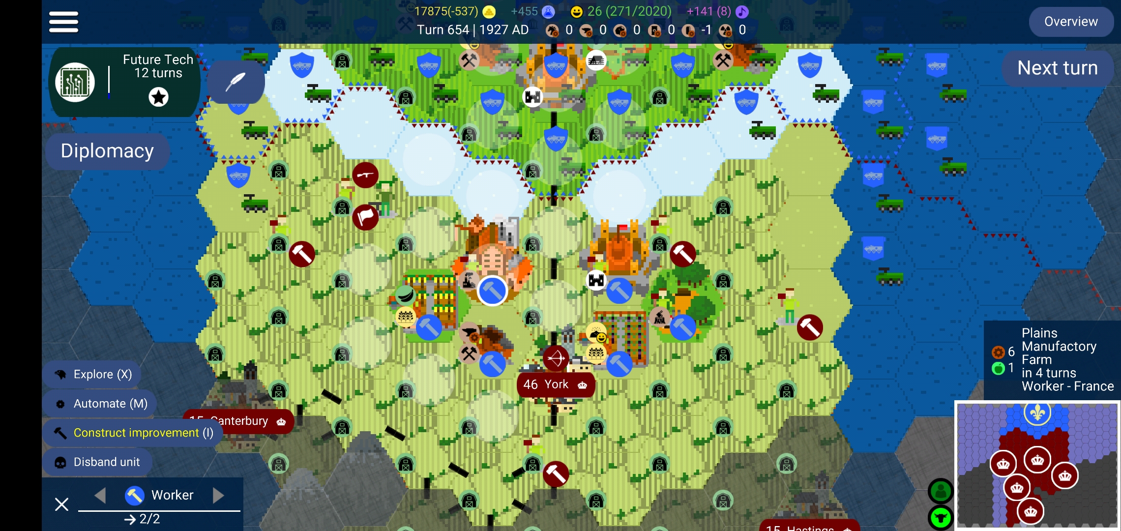 remove ability to improve and modify tiles outside of player territory ...