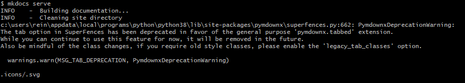PymdownxDeprecationWarning · Issue #2134 · mkdocs/mkdocs · GitHub
