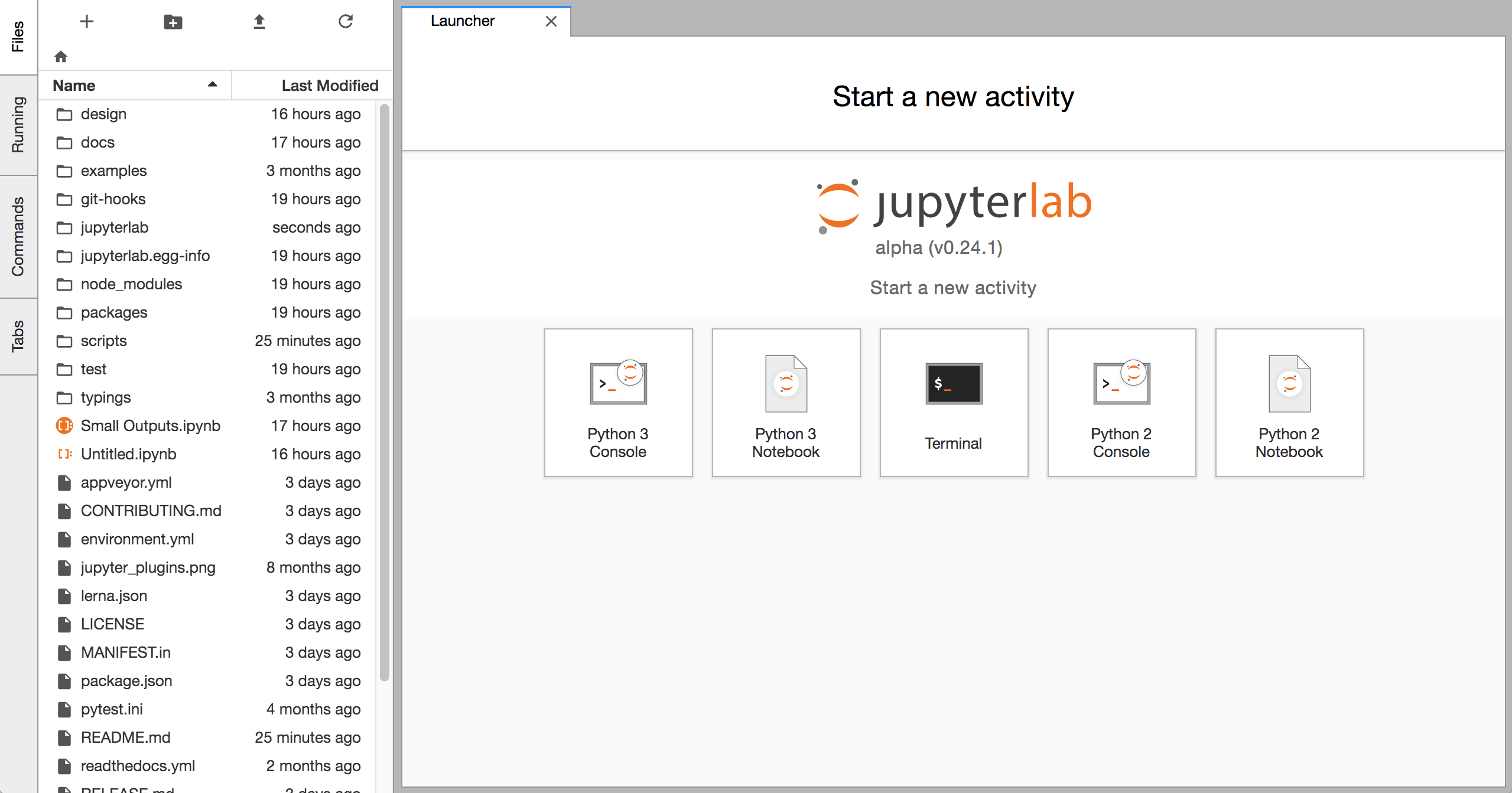 Remove launcher header by cameronoelsen · Pull Request #2553 · jupyterlab/jupyterlab · GitHub