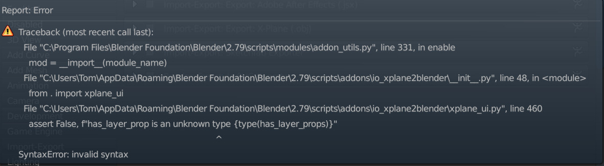 Cannot enable plugin Blender 2.79.2 · Issue #657 · X-Plane/XPlane2Blender · GitHub