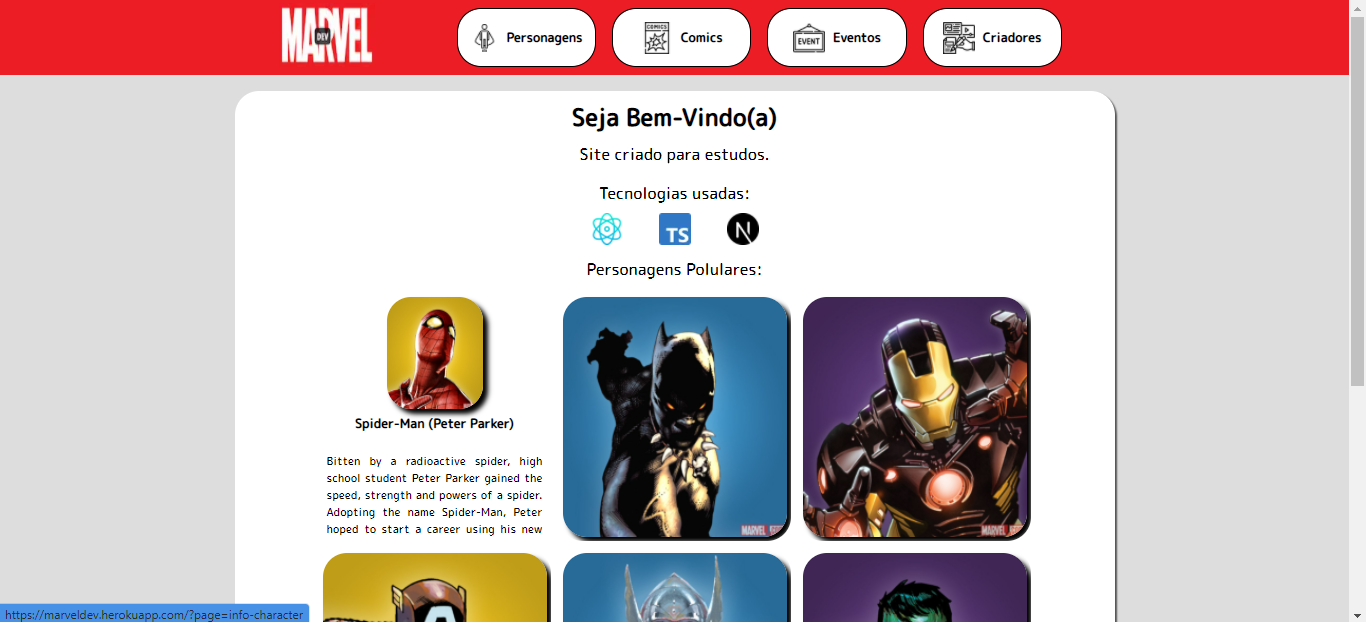 GitHub - alvarojunior02/marvel-web: Consuming Marvel API