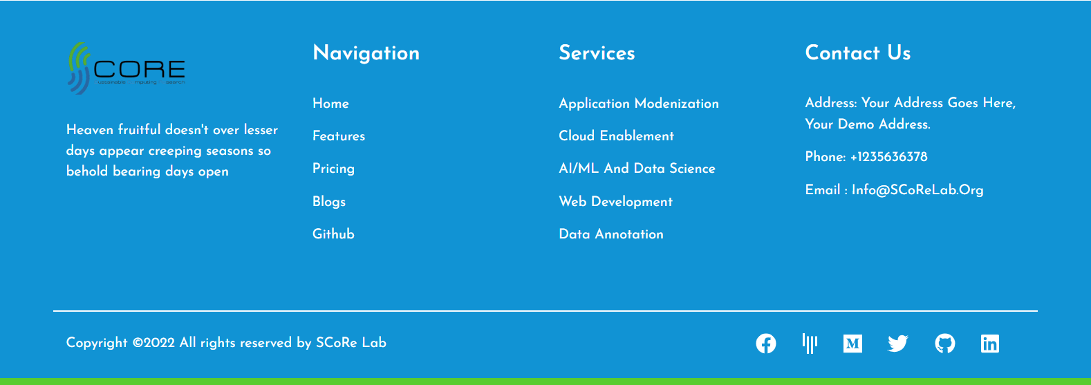 Create a Footer component for the Second theme · Issue #261 · scorelab/Webiu · GitHub