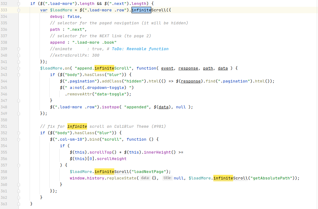 How can I disable infinite scroll in calibur theme · Issue #1975 ...
