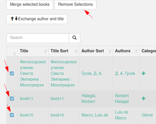 cannot remove the books through the ‘remove selections’ button in the ...